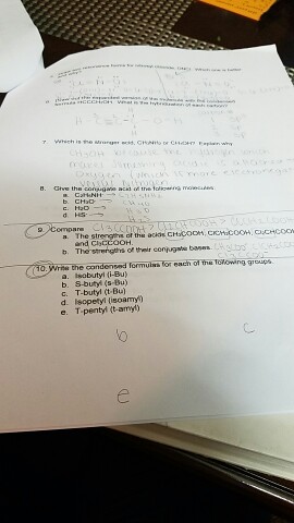 Solved Write the condensed formula for each of the following | Chegg.com