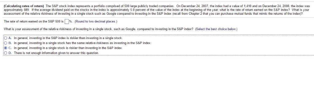Solved The Sandp Stock Index Represents A Portfolio Comprised 3959