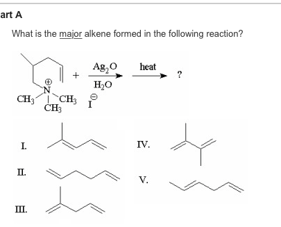 Solved art A What is the major alkene formed in the | Chegg.com