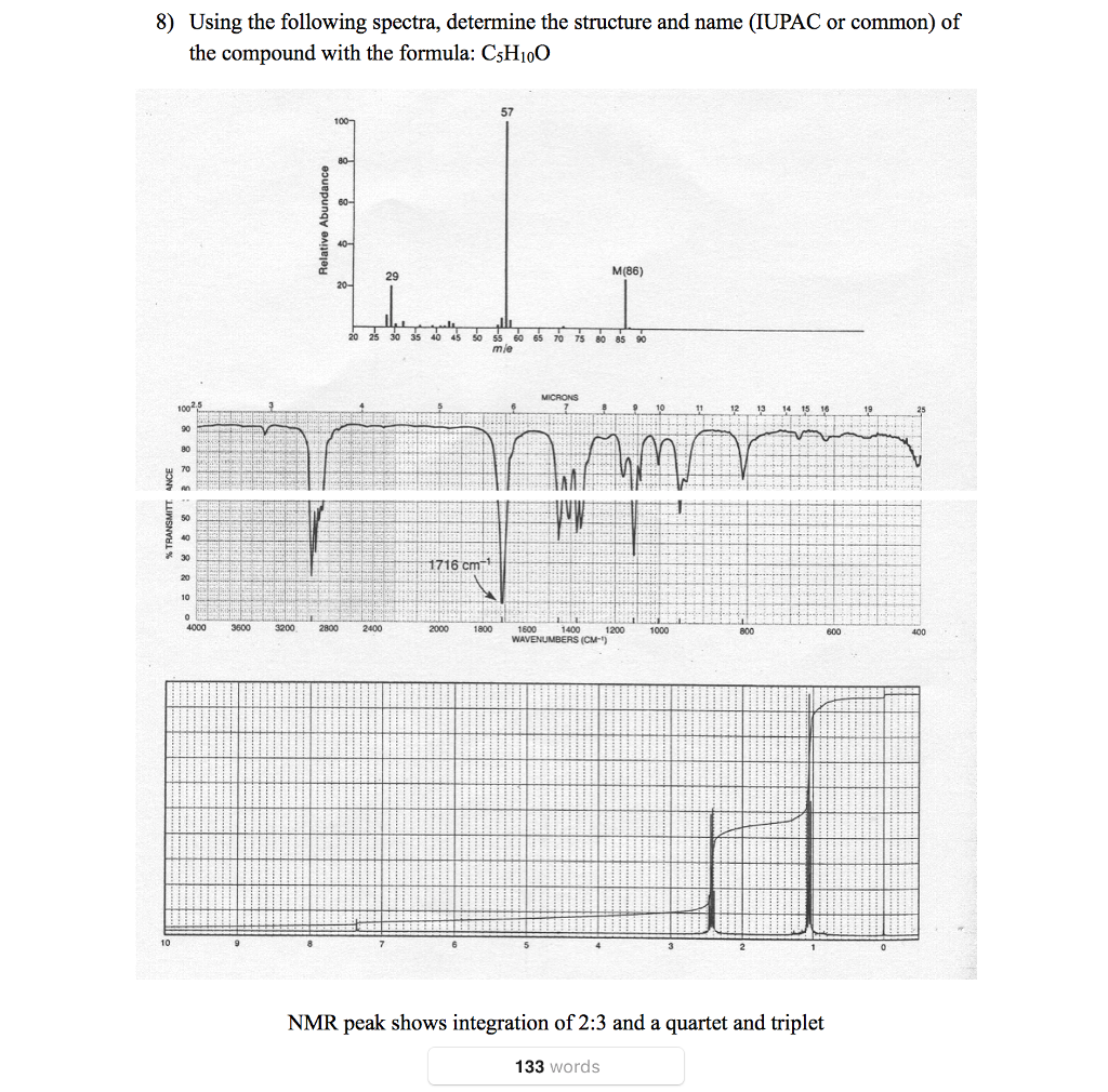 Solved Using the following spectra, determine the structure | Chegg.com