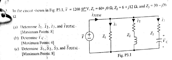 Solved In the circuit shown in Fig. P3.1 overline V = 1200 | Chegg.com