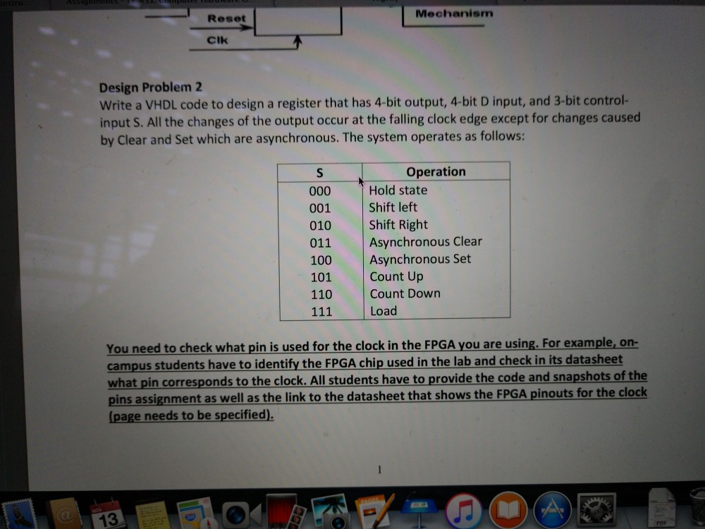 Solved Mechanism Reset Clk Design Problem 2 Write a VHDL | Chegg.com