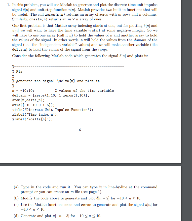 Solved 1 In This Problem You Will Use Matlab To Generate