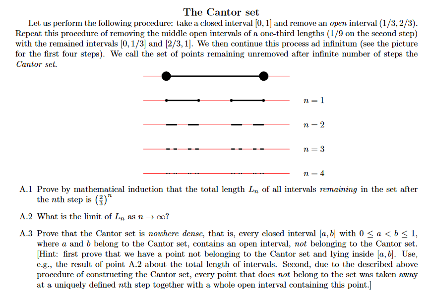 Solved The Cantor set Let us perform the following | Chegg.com