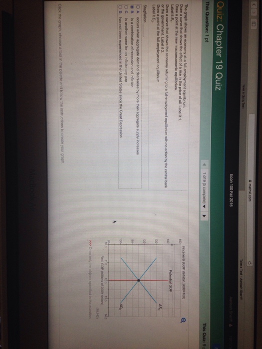 Solved The graph shows an economy at a full-employment | Chegg.com
