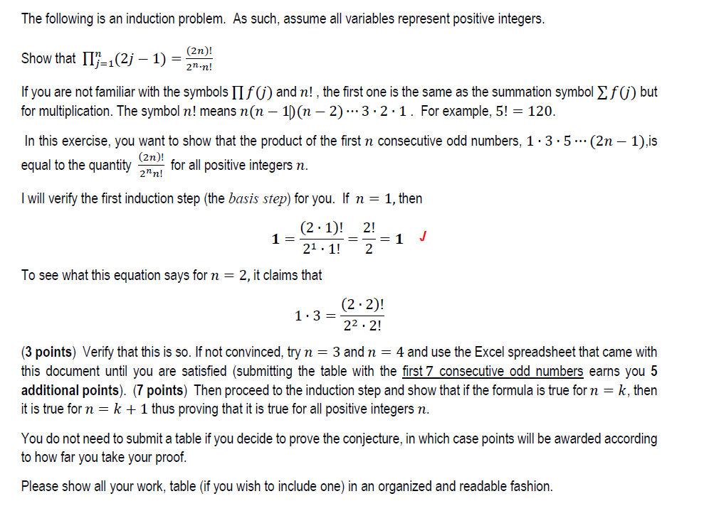 Solved The following is an induction problem. As such, | Chegg.com