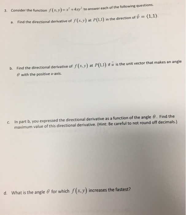 Solved Consider the function f(x, y) = x^2 + 4xy^2 to answer | Chegg.com