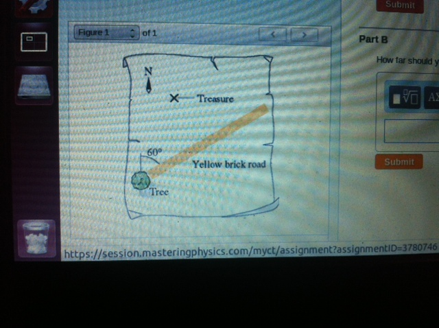 Solved The treasure map in the figure gives the following | Chegg.com