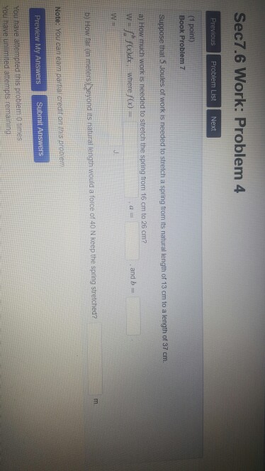 Solved Sec7.6 Work: Problem 4 Previous Problem List |Next (1 | Chegg.com