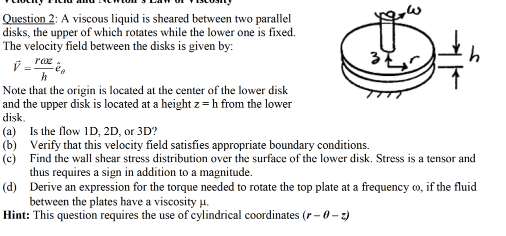 Solved A viscous liquid is sheared between two parallel | Chegg.com