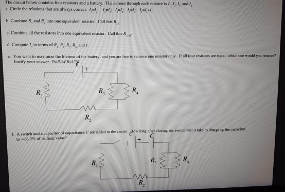 Solved The circuit below contains four resistors and a | Chegg.com