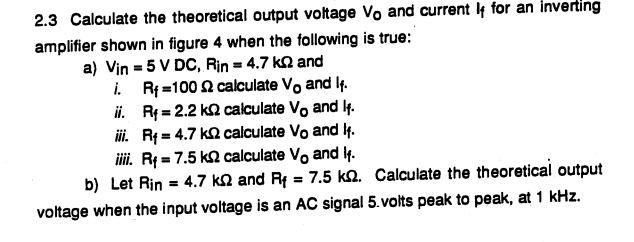 Solved Calculate the theoretical output voltage V0 and | Chegg.com