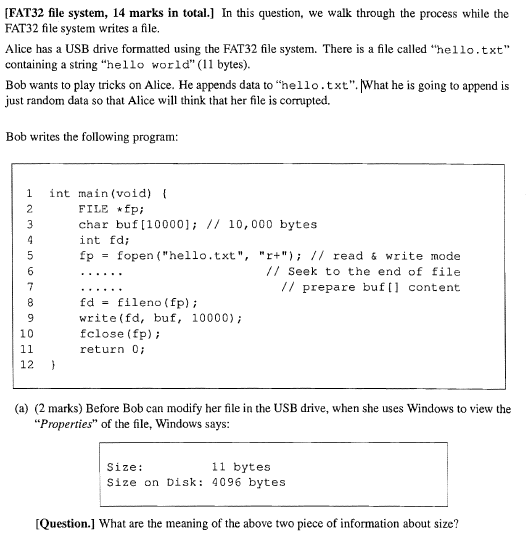 Solved We walk through the process while the FAT32 file | Chegg.com
