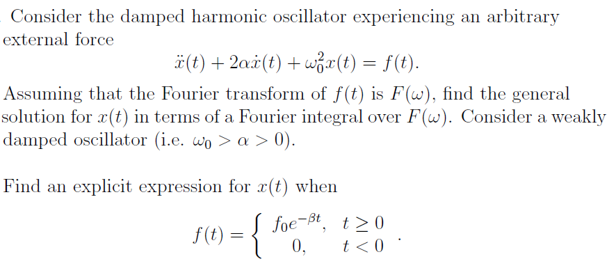 Solved Consider the damped harmonic oscillator experiencing | Chegg.com
