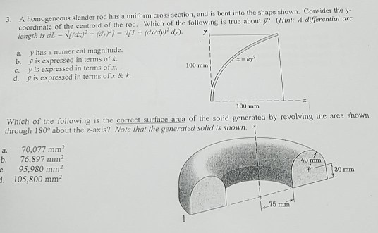 Solved A homogeneous slender rod has a uniform cross | Chegg.com