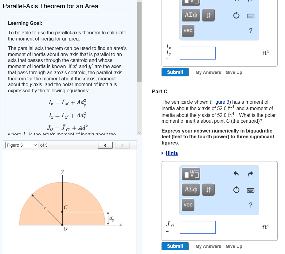 Solved Parallel-Axis Theorem for an Area Learning Goal vec | Chegg.com
