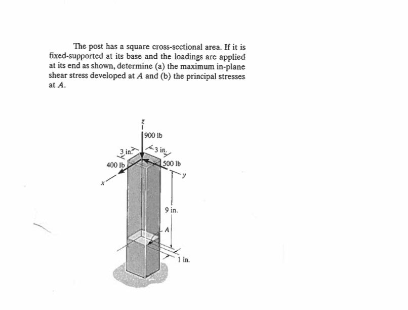 Solved The post has a square cross-sectional area. If it is | Chegg.com