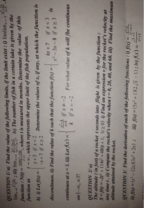 Solved Find the value of the following limits, if the limit | Chegg.com