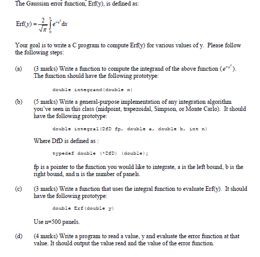 The Gaussian error function. Erf(y), is defined as: | Chegg.com