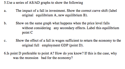 Solved 5.Use a series of ASAD graphs to show the following | Chegg.com