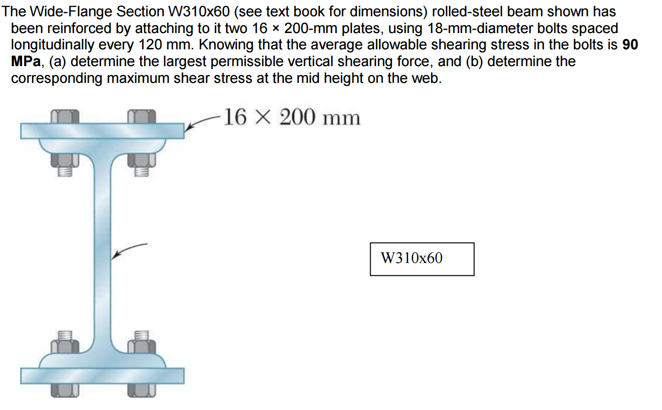 The Wide-Flange section W 310 x 60 (see the textbook | Chegg.com