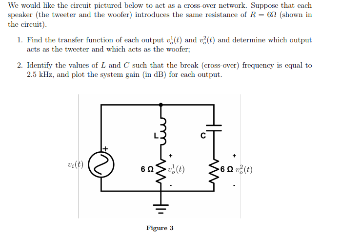 Solved We would like the circuit pictured below to act as a | Chegg.com