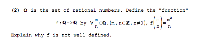 Solved (2) Q is the set of rational numbers. Define the | Chegg.com