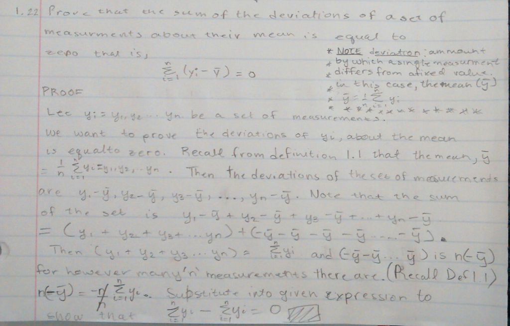 Solved 1.22 Prove that the sum of the deviations of a set of | Chegg.com