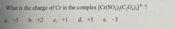 Solved What is the charge of Cr in the complex | Chegg.com