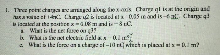 Solved Three point charges are arranged along the x-axis. | Chegg.com