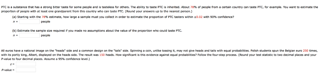 Solved PTC is a substance that has a strong bitter taste for | Chegg.com