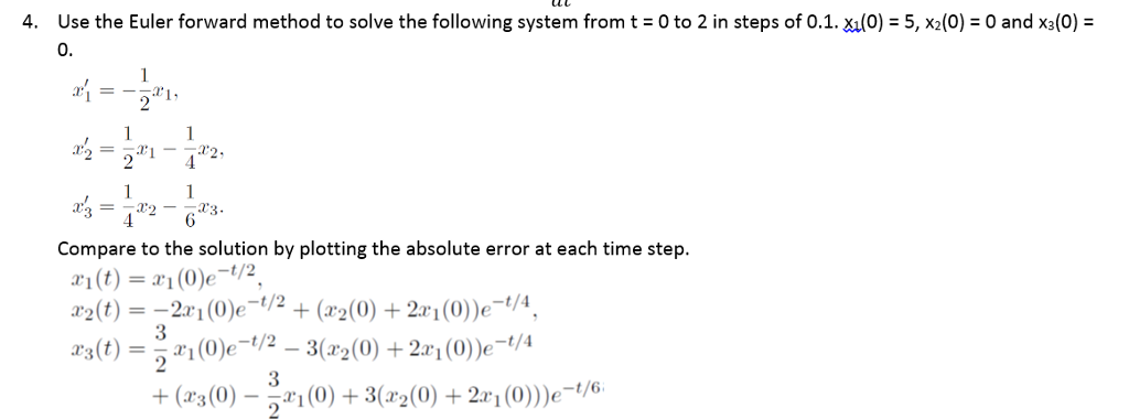 Solved 4. Use the Euler forward method to solve the | Chegg.com Solved 4. Use the Euler forward method to solve the | Chegg.com