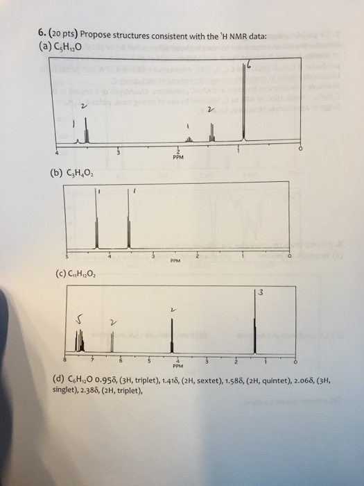 Solved Propose structures consistent with the 'H NMR data: | Chegg.com