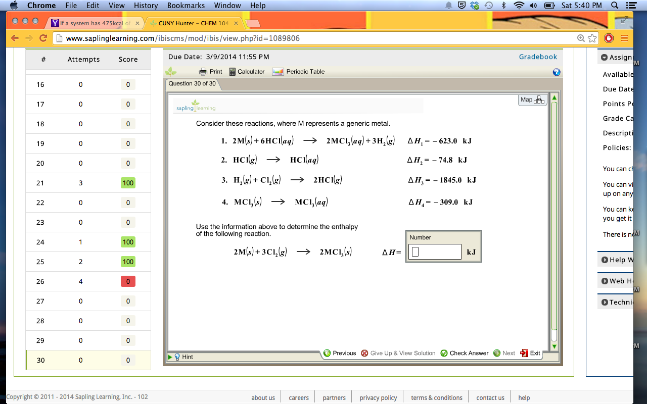 Solved Use the information above to determine the enthalpy | Chegg.com