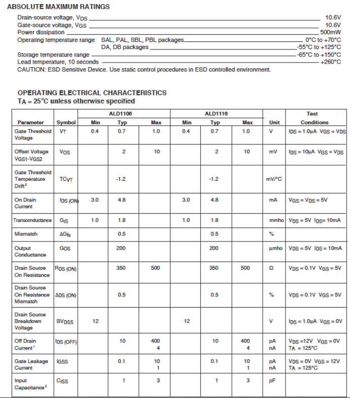 Solved The differential amplifier shown below uses ALD1106 | Chegg.com