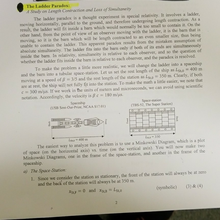 Solved The Ladder Paradox: A Study on Length Contraction and | Chegg.com
