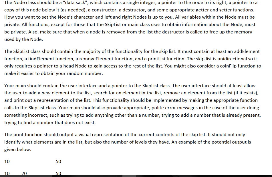 Solved instruction^^ implement a skip list in C++ that | Chegg.com