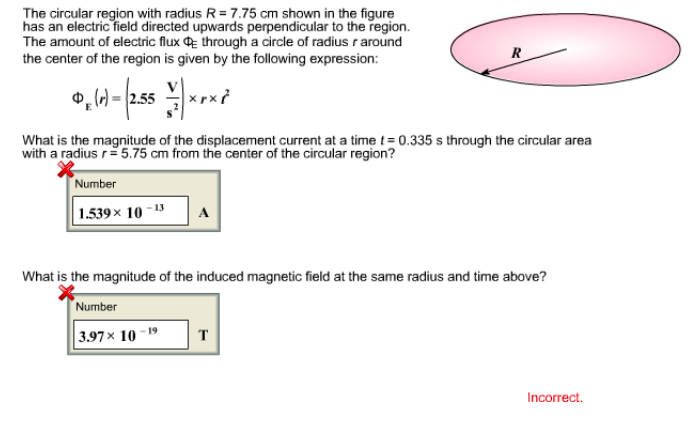 Solved The circular region with radius R-7.75 cm shown in | Chegg.com