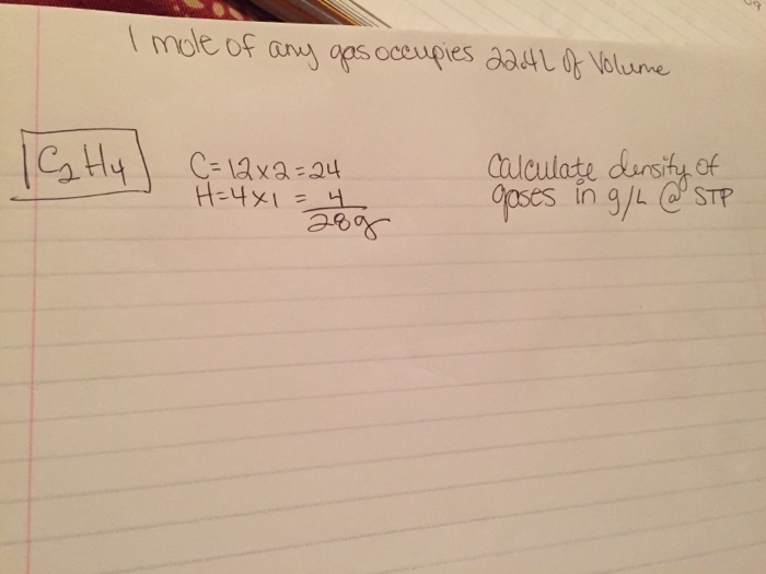 Solved 1 mole of any gas occupies 22.4L of volume c_2 H_4 C | Chegg.com