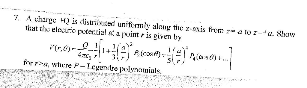 Solved 7. A charge +Q is distributed uniformly along the | Chegg.com