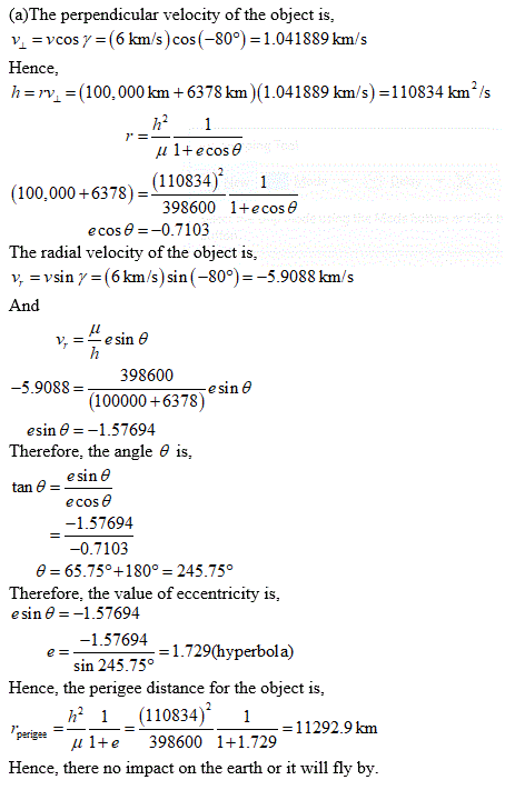 (Solved) - An incoming object is sighted at an altitude of 100,000 km ...