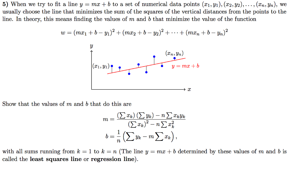 Solved When we try to fit a line y = mx + b to a set of | Chegg.com