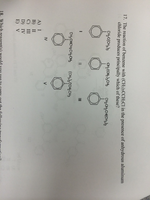 Solved The reaction of benzene with (CH_3)_3 CCH_2 Cl in the | Chegg.com