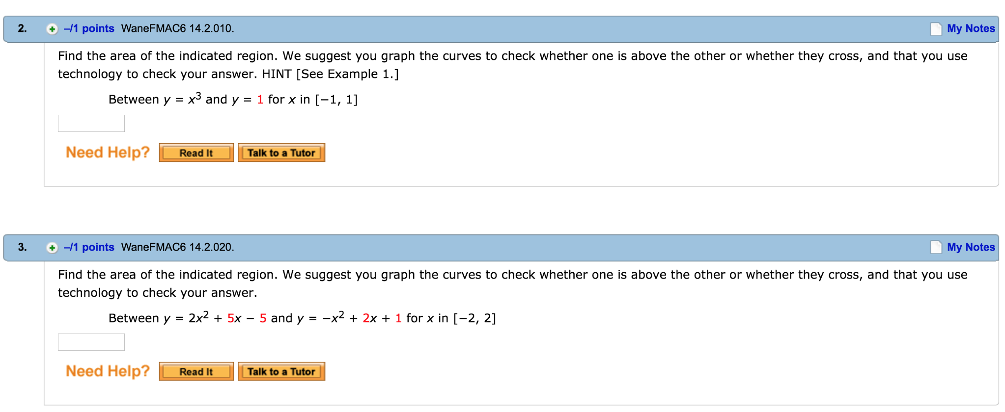 Solved Find the area of the indicated region. We suggest you | Chegg.com