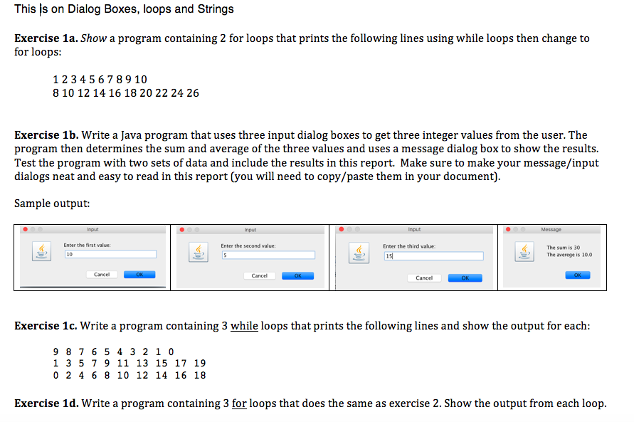Solved This is on Dialog Boxes, loops and Strings Exercise | Chegg.com