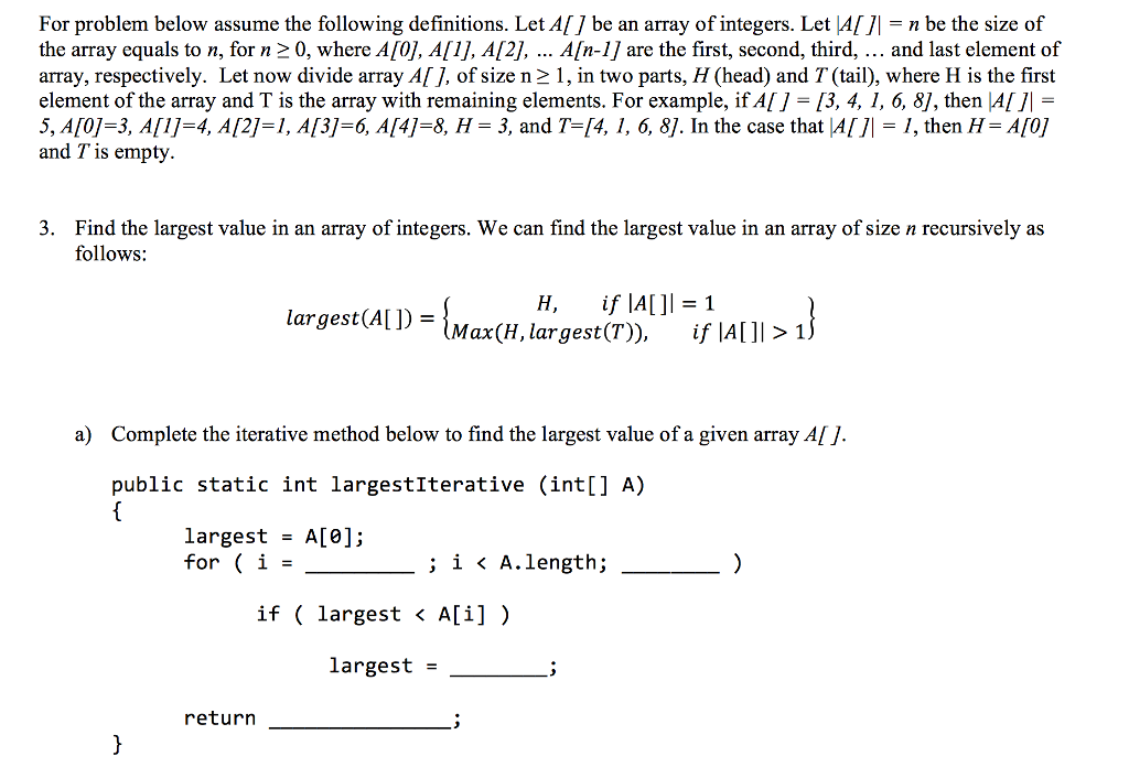 Solved For problem below assume the following definitions. | Chegg.com