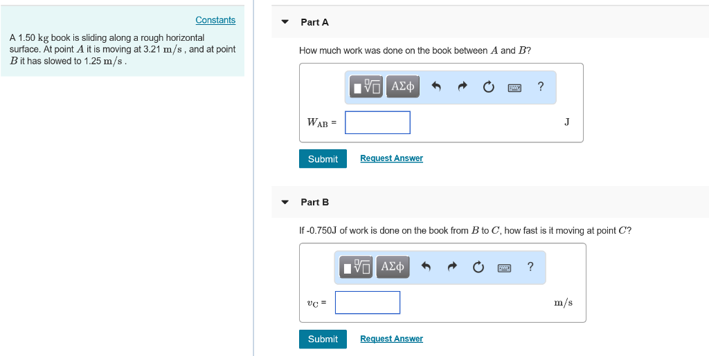Solved Constants Part A A 1.50 kg book is sliding along a | Chegg.com