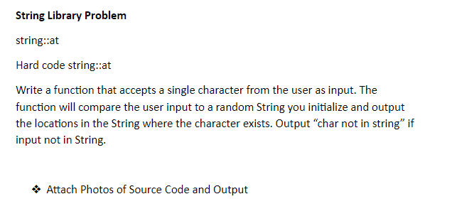 Solved String Library Problem string::at Hard code | Chegg.com