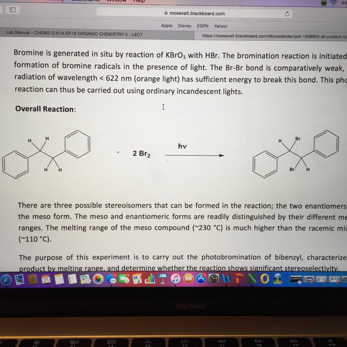 Bromine is generated in situ by reaction of KBr0_3 | Chegg.com