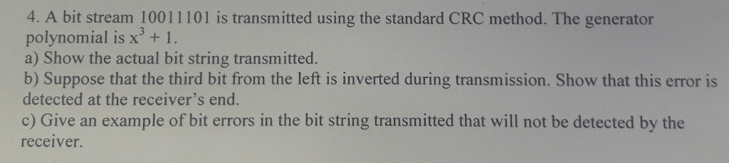 A bit stream 10011101 is transmitted using the | Chegg.com